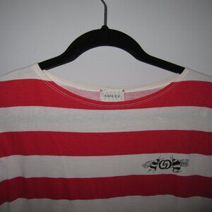 Gucci | Tops | Gucci Red And White Striped Bee Boxy Tshirt | Poshmark